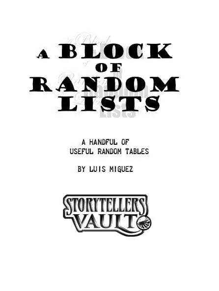 A Block of Random Lists - White Wolf | DriveThruRPG