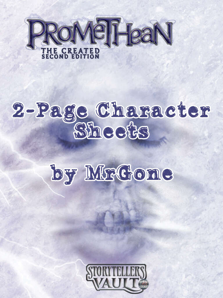 MrGone's Promethean The Created Second Edition 2-Page Character Sheets - White Wolf | DriveThruRPG