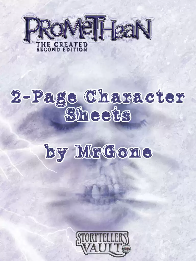 MrGone's Promethean The Created Second Edition 2-Page Character Sheets - White Wolf | DriveThruRPG