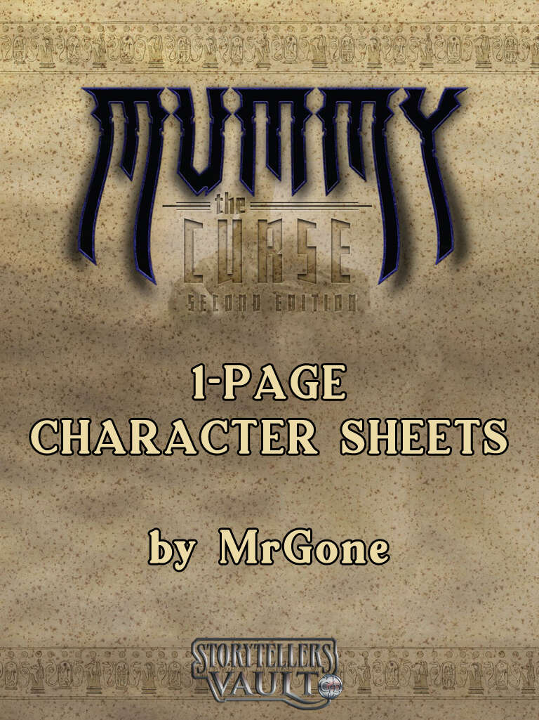 MrGone's Mummy the Curse Second Edition 1-Page Character Sheets - White Wolf | DriveThruRPG