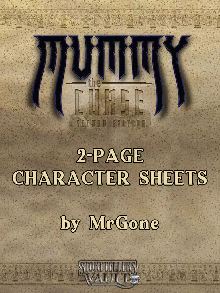 MrGone's Mummy the Curse Second Edition 2-Page Character Sheets - White ...