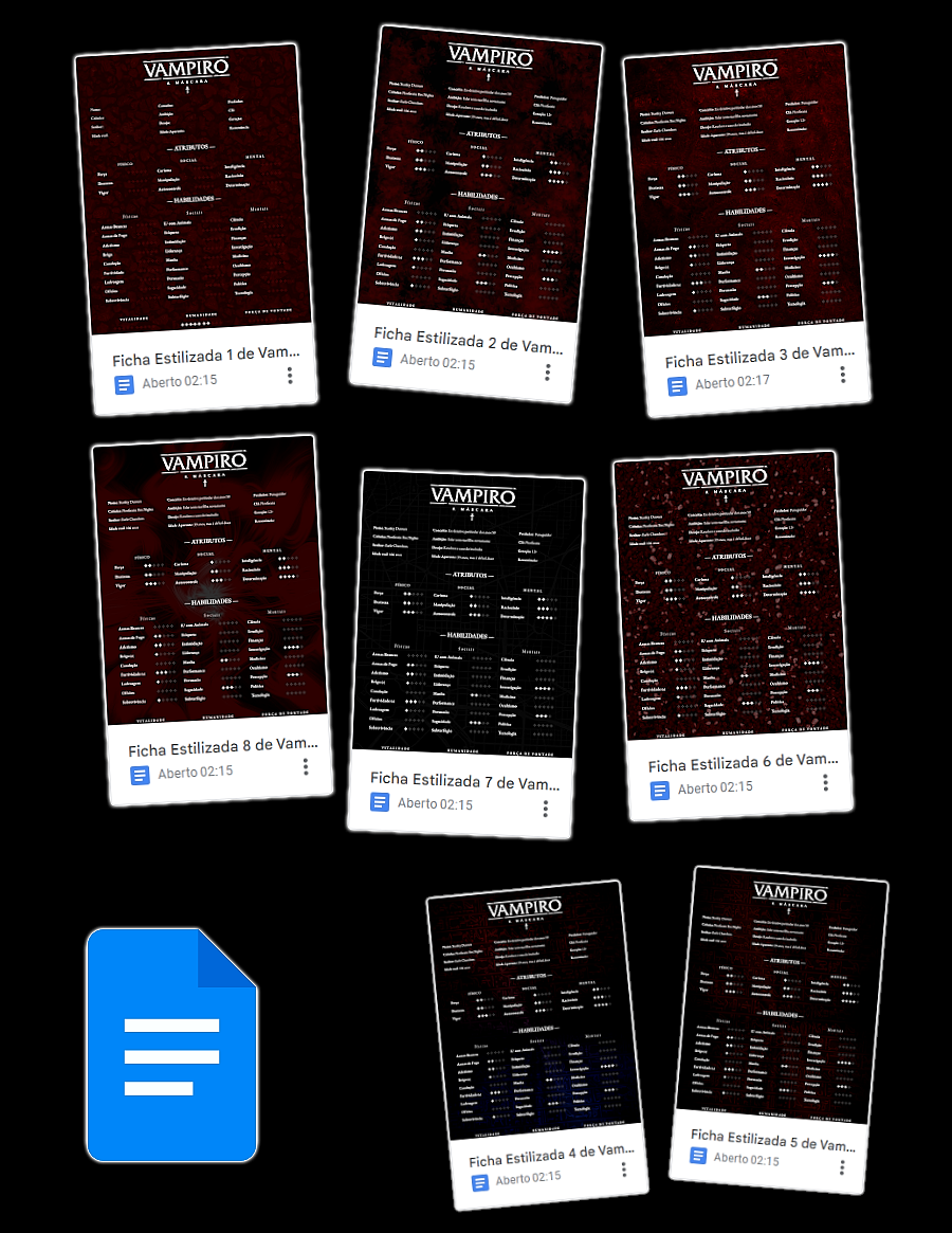 Pack de Fichas Bonitas Estilizadas Editaveis no Google Docs - White Wolf | DriveThruRPG