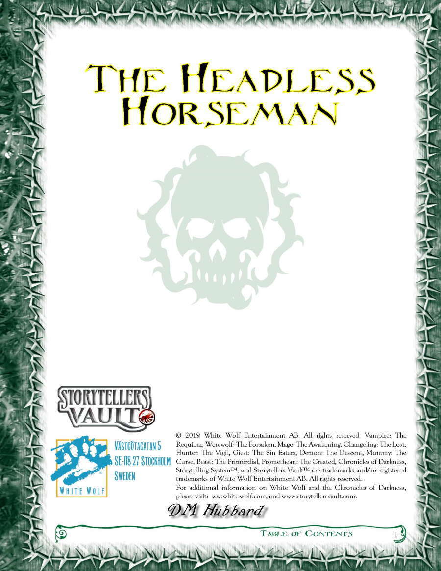 The Headless Horseman - White Wolf | DriveThruRPG