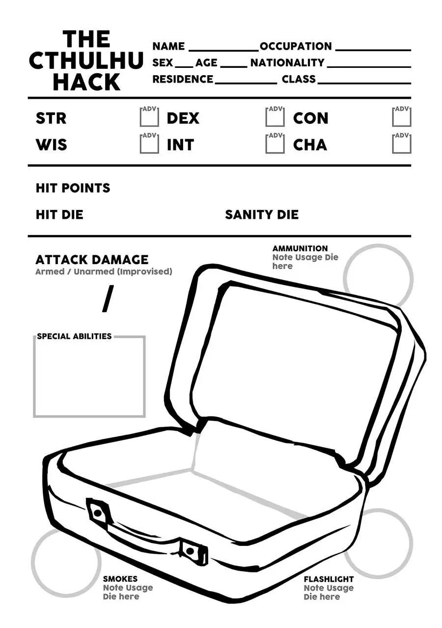 The Cthulhu Hack Character Sheet - Just Crunch Games | Cthulhu Hack ...