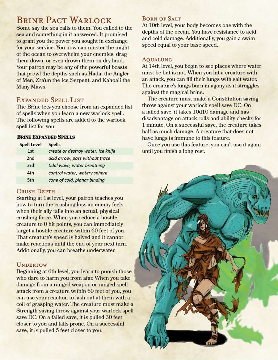 Brine Pact Warlock, a 5e Dungeons and Dragons Archetype - BPB Games ...