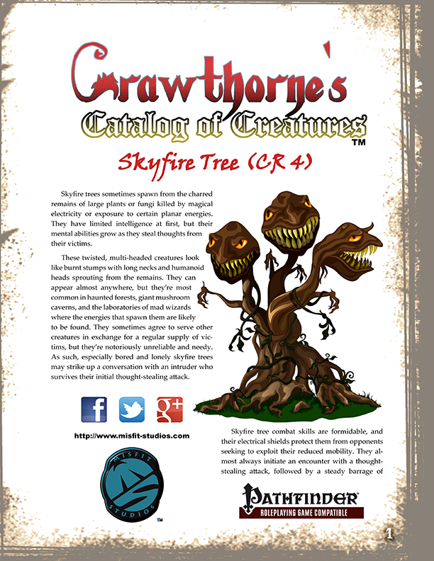 Crawthorne's Catalog of Creatures: Skyfire Tree - Misfit Studios ...