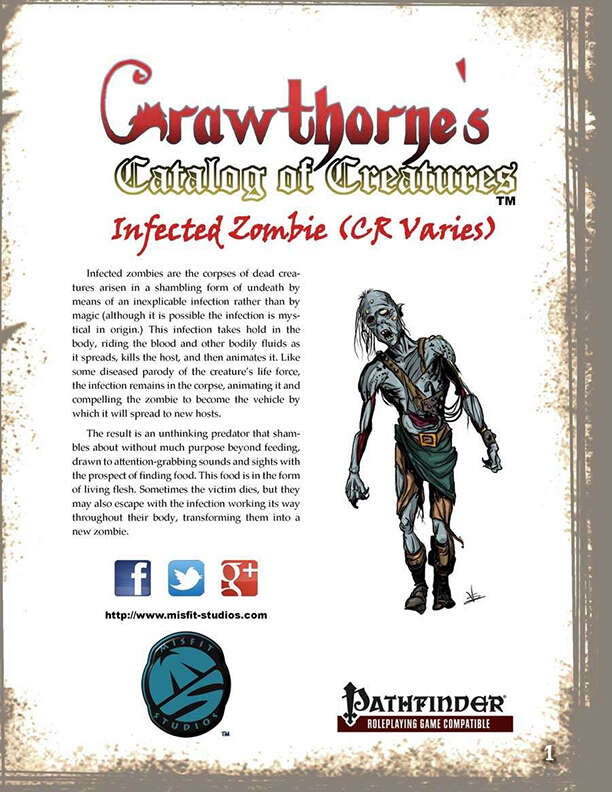 Crawthorne's Catalog of Creatures: Infected Zombie - Misfit Studios ...