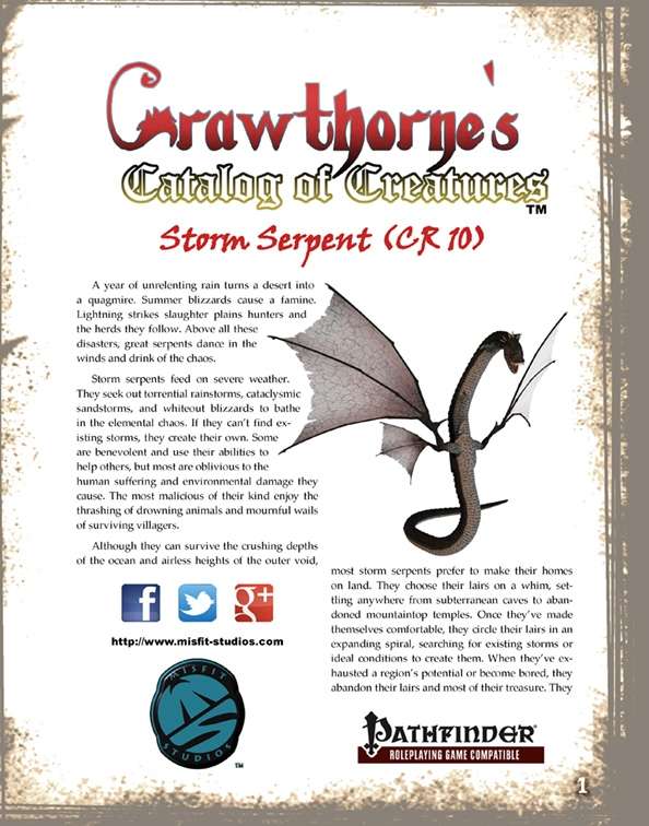 Crawthorne's Catalog of Creatures: Storm Serpent - Misfit Studios ...