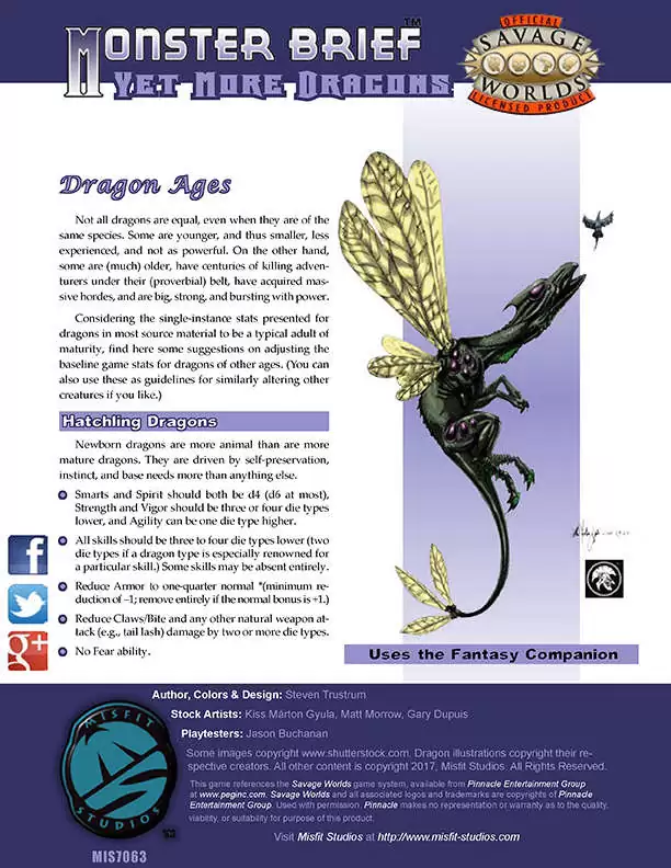 Monster Brief: Yet More Dragons - Misfit Studios | Savage Worlds ...
