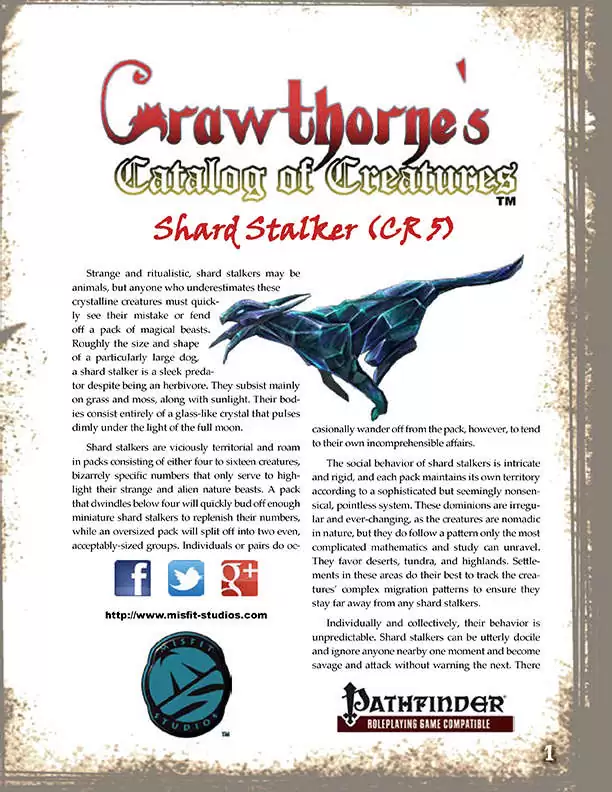 Crawthorne's Catalog of Creatures: Shard Stalker - Misfit Studios ...