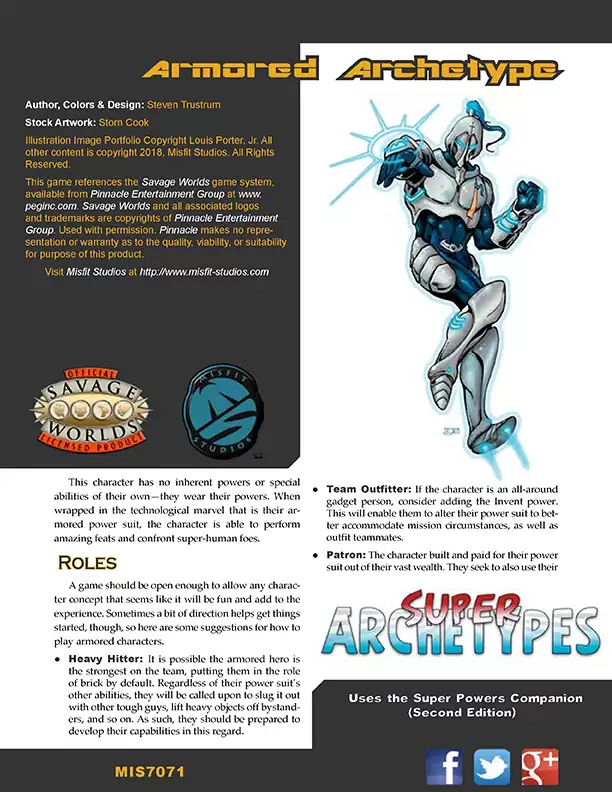 Super Archetypes: Armored - Misfit Studios | Savage Worlds | DriveThruRPG