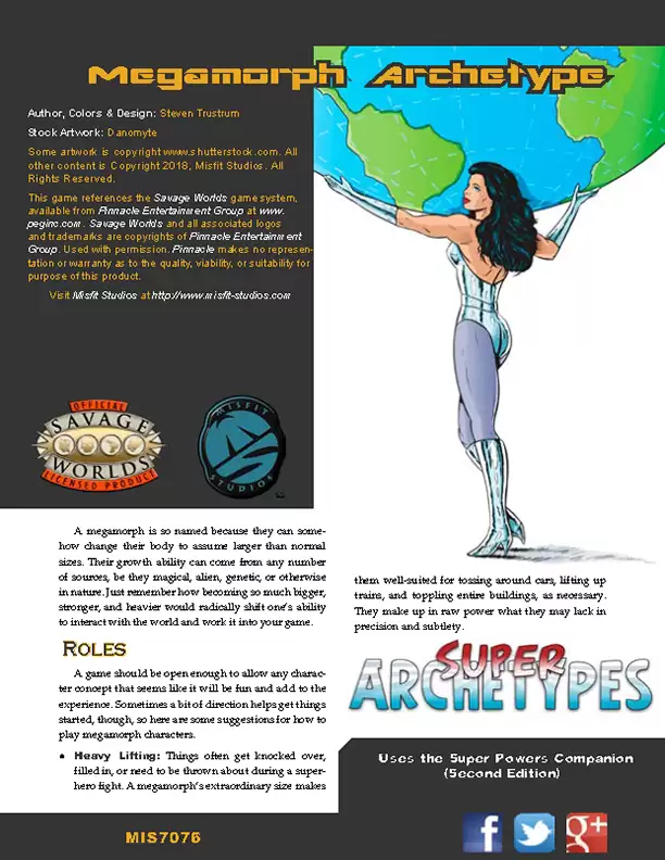 Super Archetypes: Megamorph - Misfit Studios | Savage Worlds | DriveThruRPG