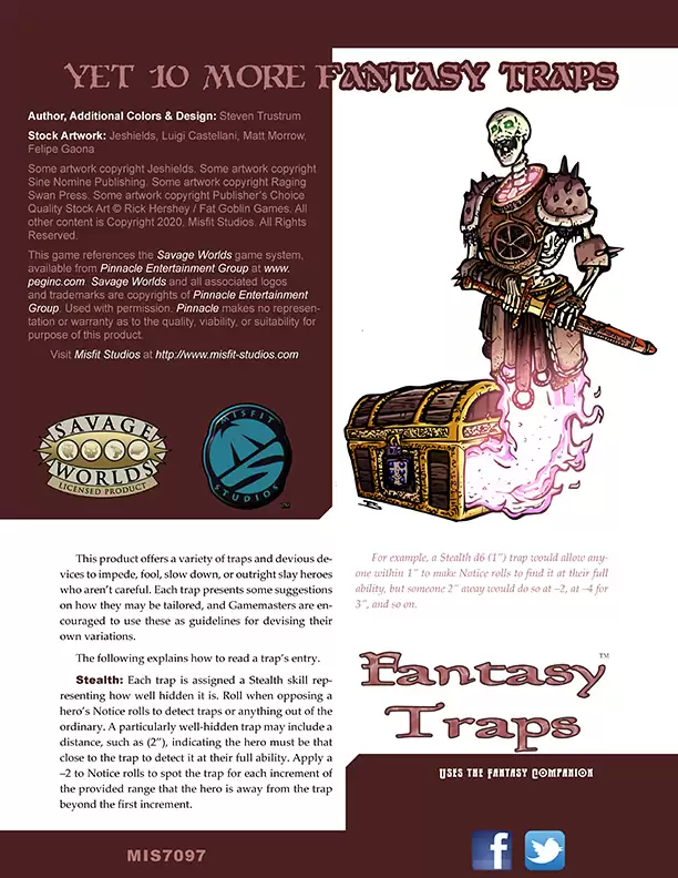 Yet 10 More Fantasy Traps - Misfit Studios | Savage Worlds | DriveThruRPG