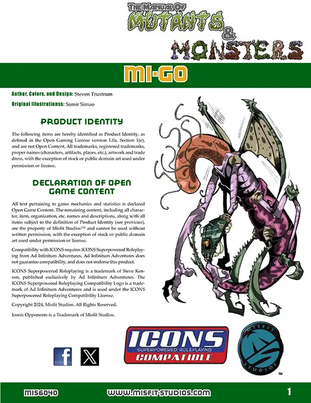The Manual of Mutants & Monsters: Mi-Go for ICONS - Misfit Studios ...