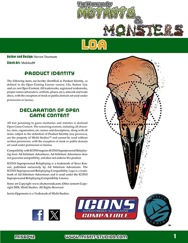 The Manual of Mutants & Misfits: Loa for Icons - Misfit Studios | Icons Superpowered RPG ...