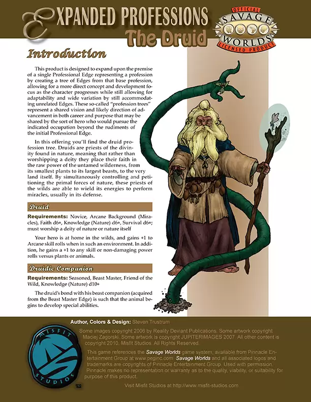 Expanded Professions: The Druid - Misfit Studios | Savage Worlds ...