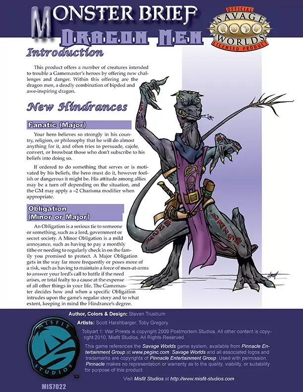 Monster Brief: Dragon Men - Misfit Studios | Savage Worlds | DriveThruRPG