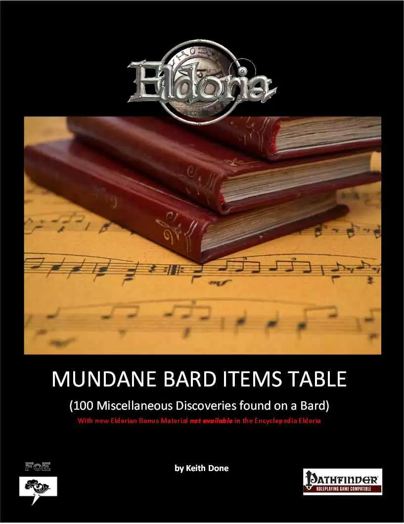 Mundane Bard Items Tables - Friends of Eldoria | DriveThruRPG