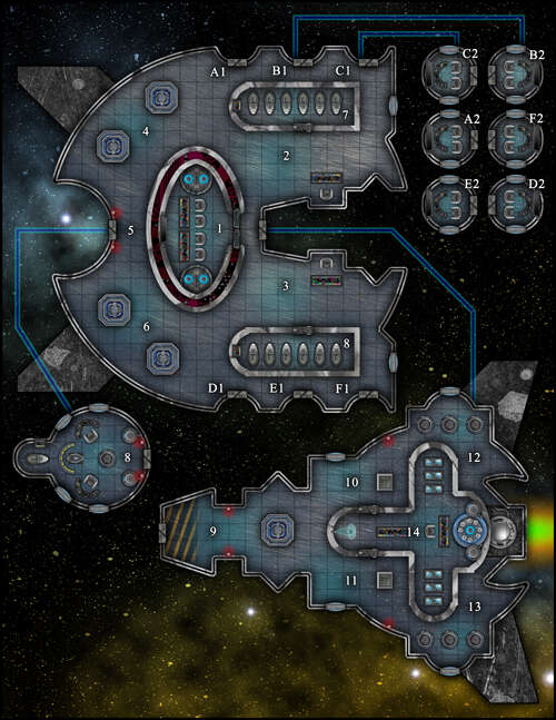 VTT Map Set - #270 Starship Deckplan: Multi-Vessel Planetary Science ...