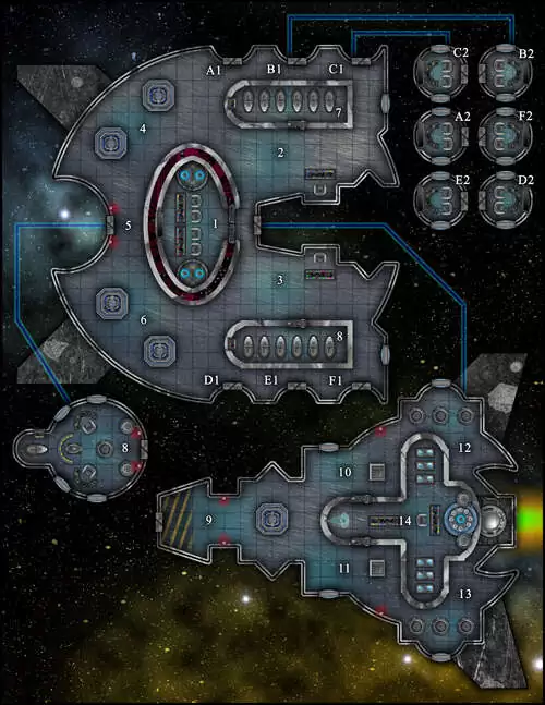 VTT Map Set - #270 Starship Deckplan: Multi-Vessel Planetary Science ...