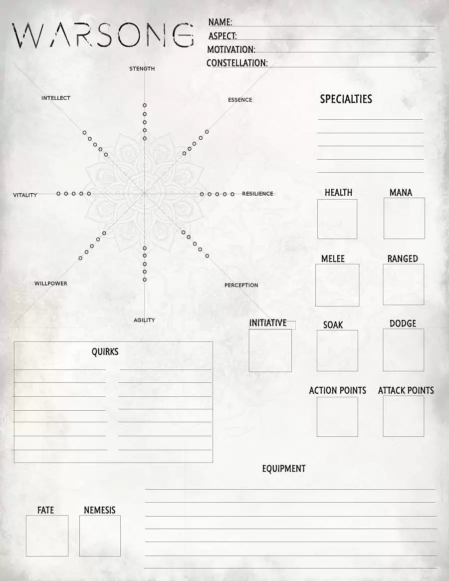 Warsong Character Sheet - Higher Grounds | DriveThruRPG