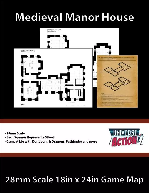 Medieval Manor House Map (Squares = 5 Feet) - Universe of Action, LLC ...