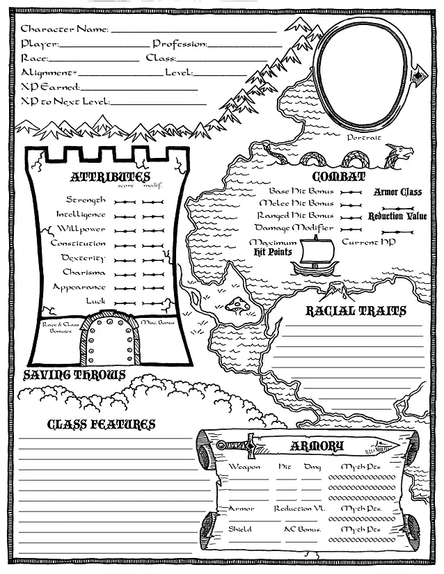 The Hero's Journey Character Sheet (First Edition) - Gallant Knight ...