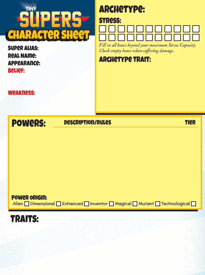 Tiny Supers Threat Matrix & Character Sheet - Gallant Knight Games ...
