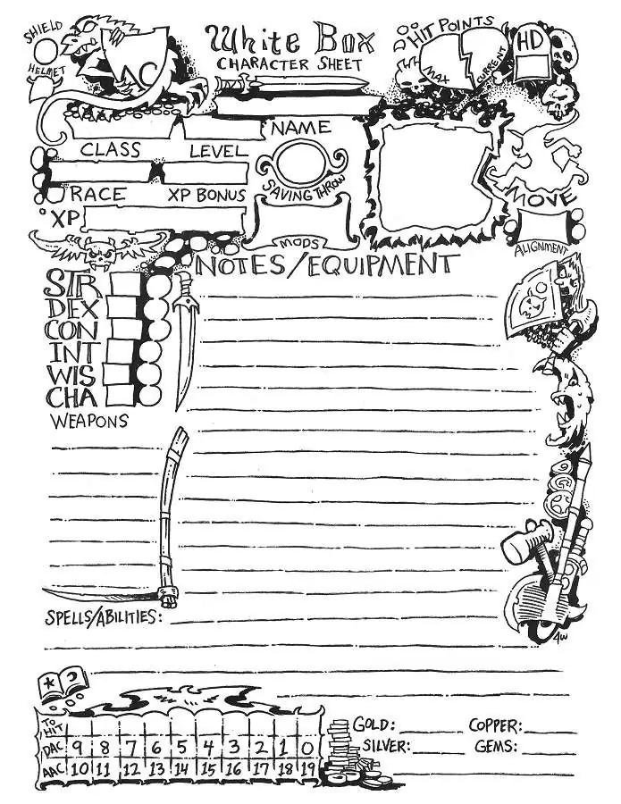 White Box Character Sheet 2 - Seattle Hill Games | DriveThruRPG