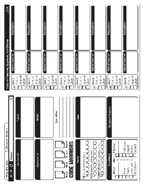 Code Warriors Character Sheet - NerdBurger Games | Code Warriors ...