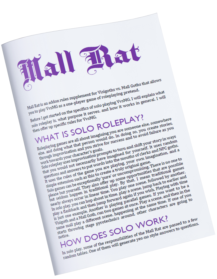 Mall Rat - Solo Roleplaying for Visigoths vs Mall Goths - Parts Per ...