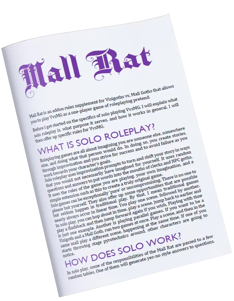 Mall Rat - Solo Roleplaying for Visigoths vs Mall Goths - Parts Per ...