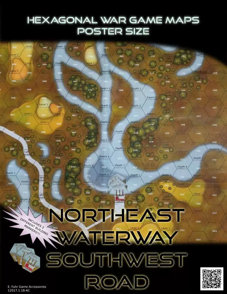 Hexagonal War Game Maps - Northeast Waterway Southwest Road - E. Fuhr ...