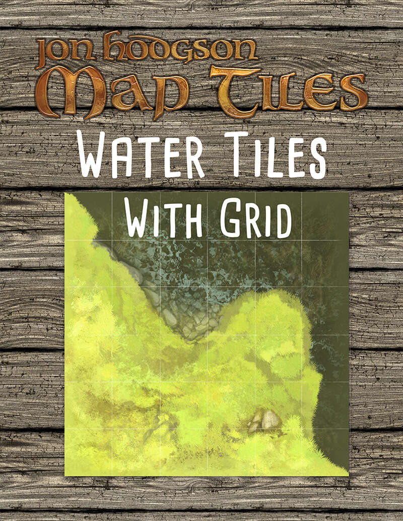 Water Tiles With Grid - Handiwork Games | Jon Hodgson Maps | DriveThruRPG