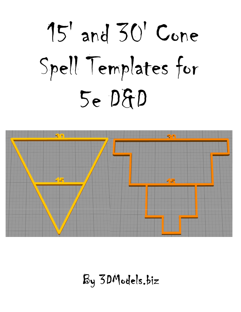 15' and 30' Cone Spell Templates for 5e D&D - 3DModels | DriveThruRPG