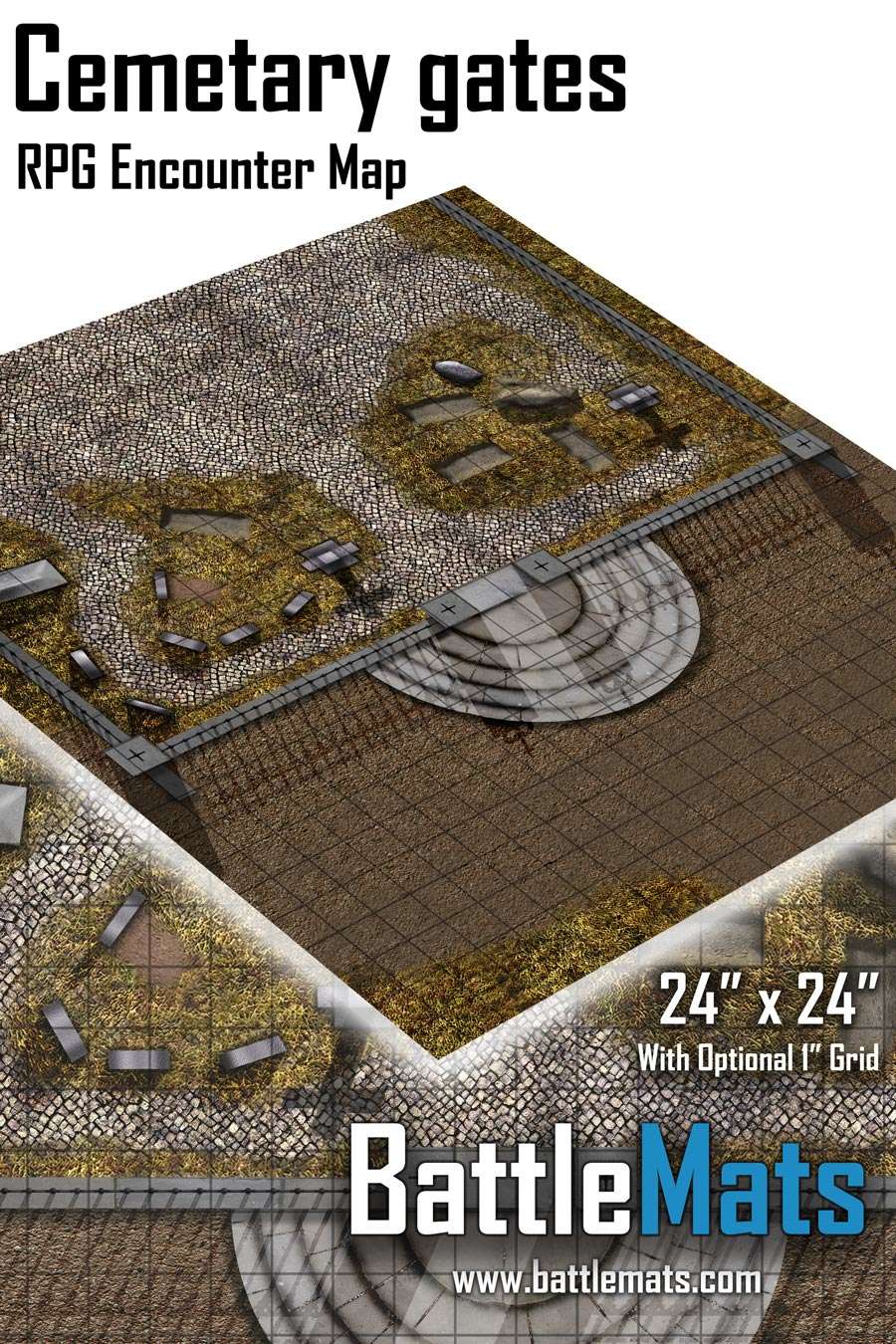 Cemetary gates 24" x 24" RPG Encounter Map - Loke BattleMats | Fantasy ...