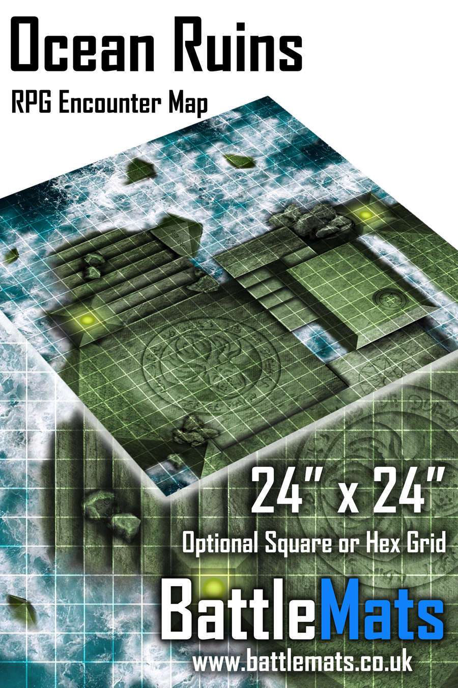 Ocean Ruins 24" x 24" RPG Encounter Map - Loke BattleMats | Fantasy ...