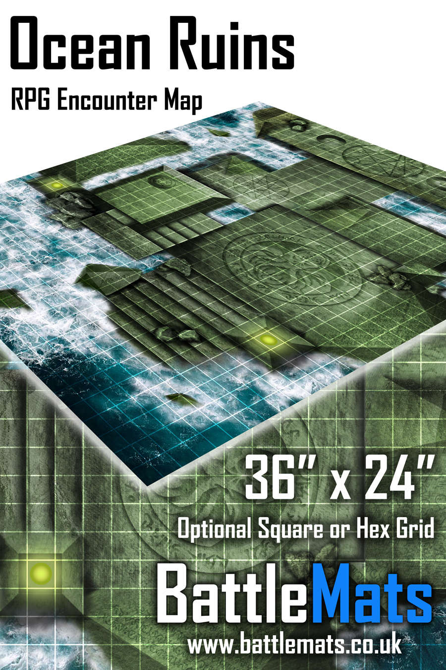 Ocean Ruins 36" x 24" RPG Encounter Map - Loke BattleMats | Fantasy ...