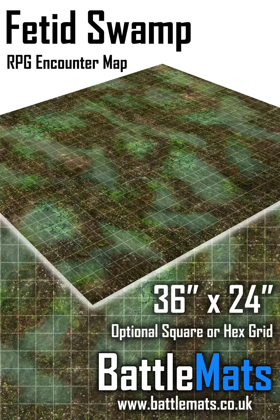 Fetid Swamp 36" x 24" RPG Encounter Map - Loke BattleMats | Fantasy ...