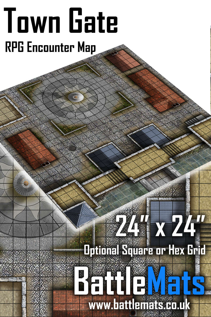 Town Gate 24" x 24" RPG Encounter Map - Loke BattleMats | Fantasy ...