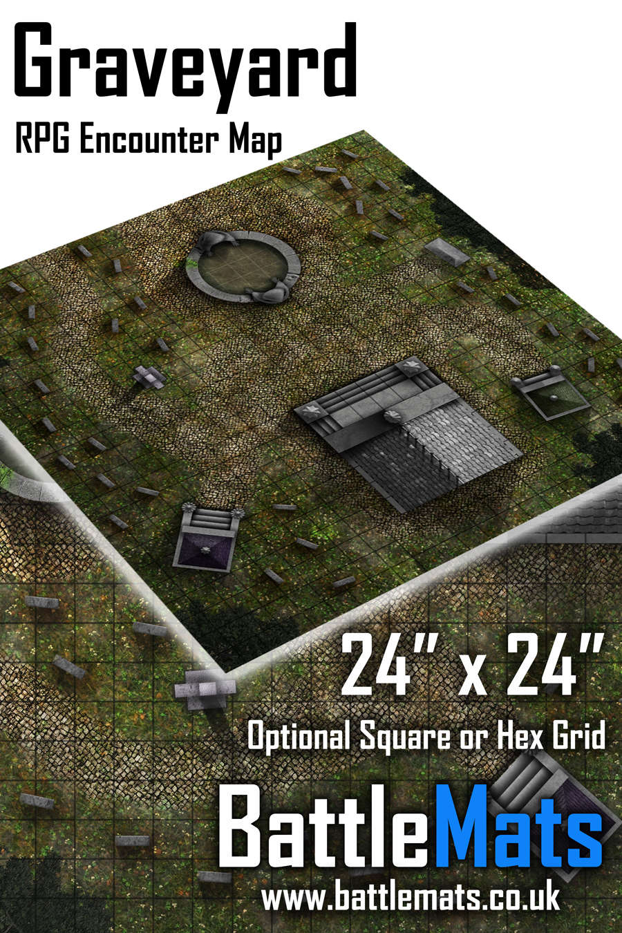 Graveyard 24" x 24" RPG Encounter Map - Loke BattleMats | Fantasy ...