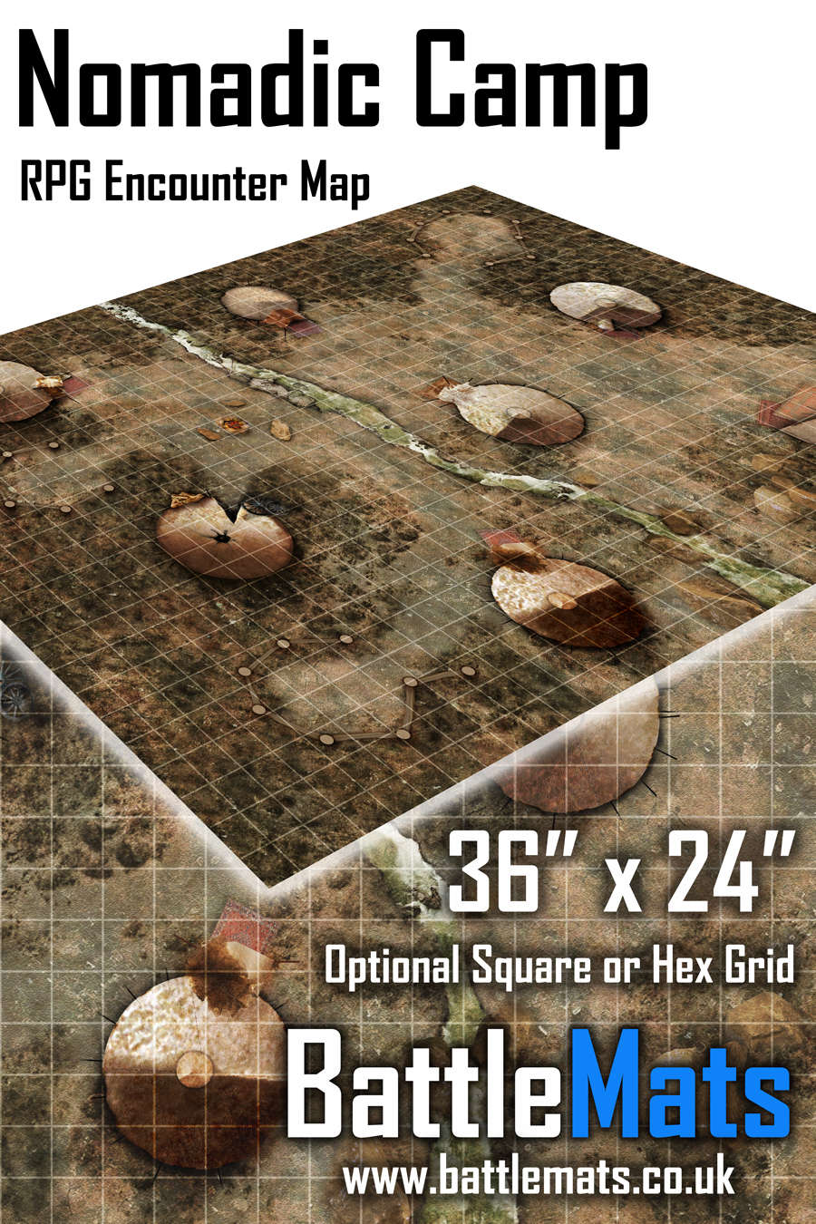 Nomadic Camp 36" x 24" RPG Encounter Map - Loke BattleMats | Fantasy ...