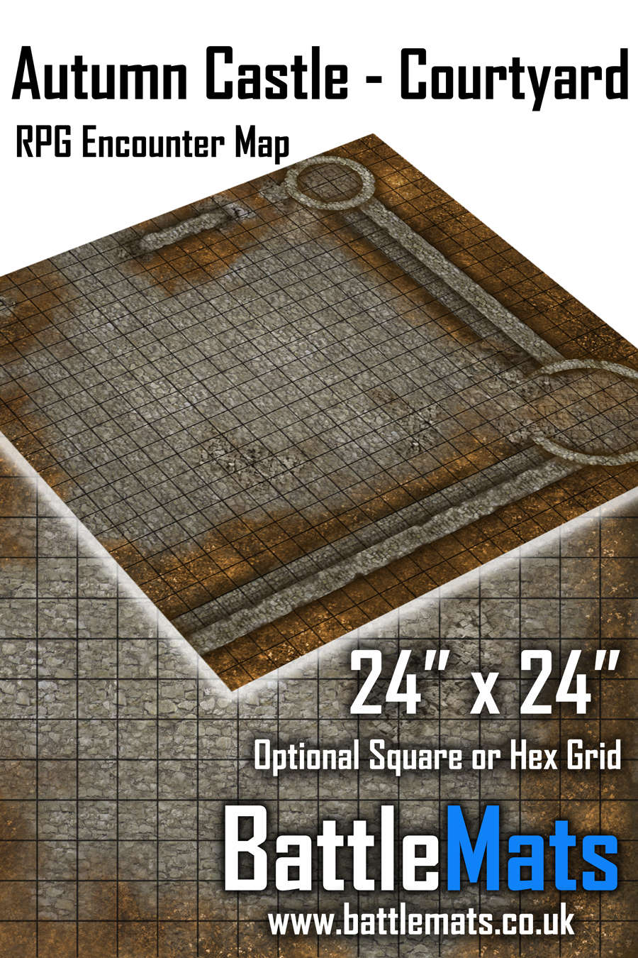 Autumn Castle Courtyard 24" x 24" RPG Encounter Map - Loke BattleMats ...