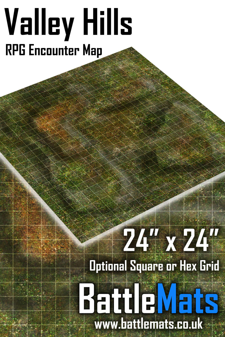 Valley Hills 24" x 24" RPG Encounter Map - Loke BattleMats | Fantasy ...