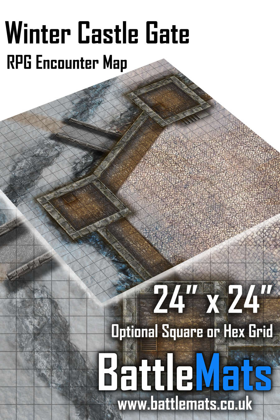 Winter Castle Gate 24" x 24" RPG Encounter Map - Loke BattleMats ...