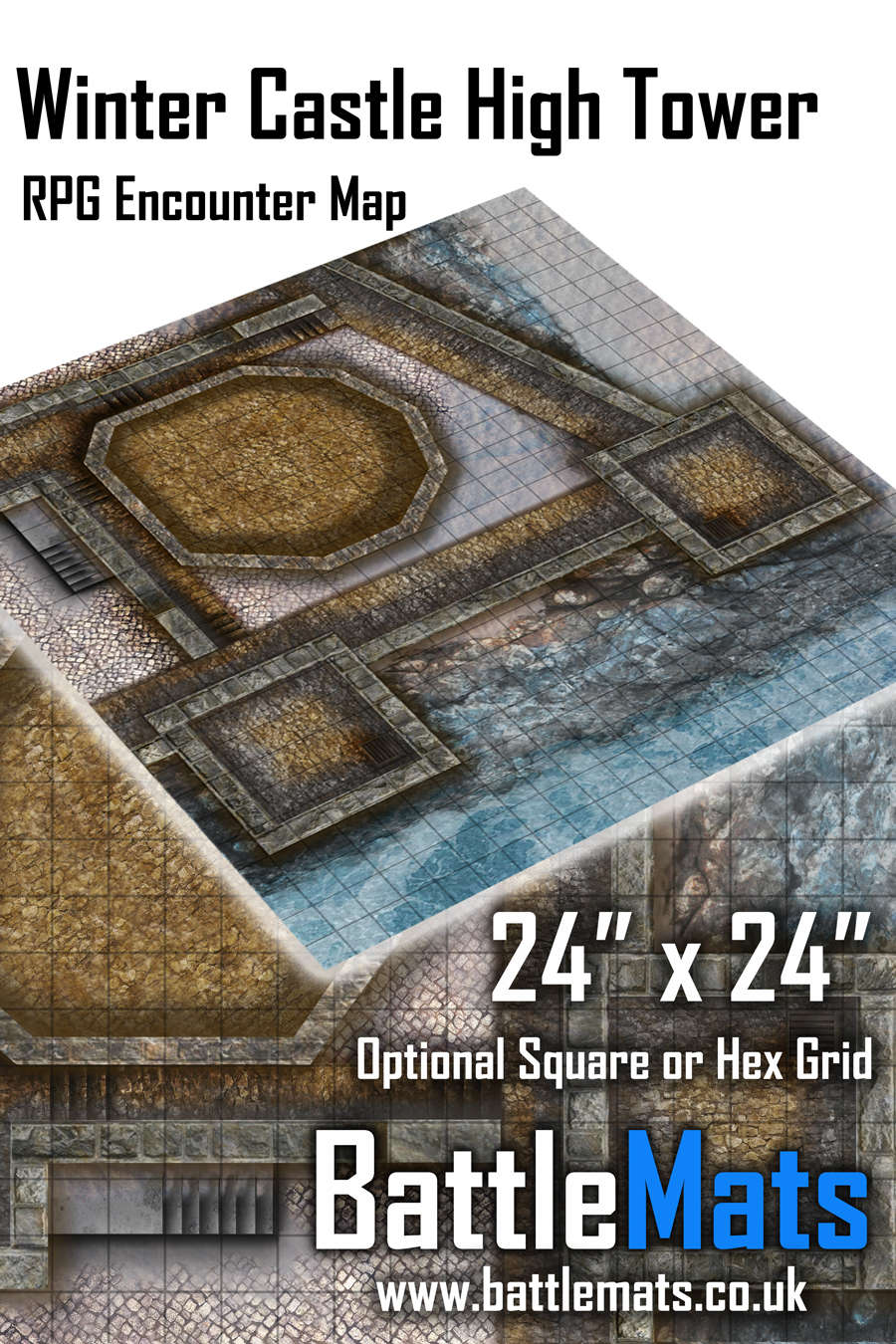 Winter Castle High Tower 24" x 24" RPG Encounter Map - Loke BattleMats ...