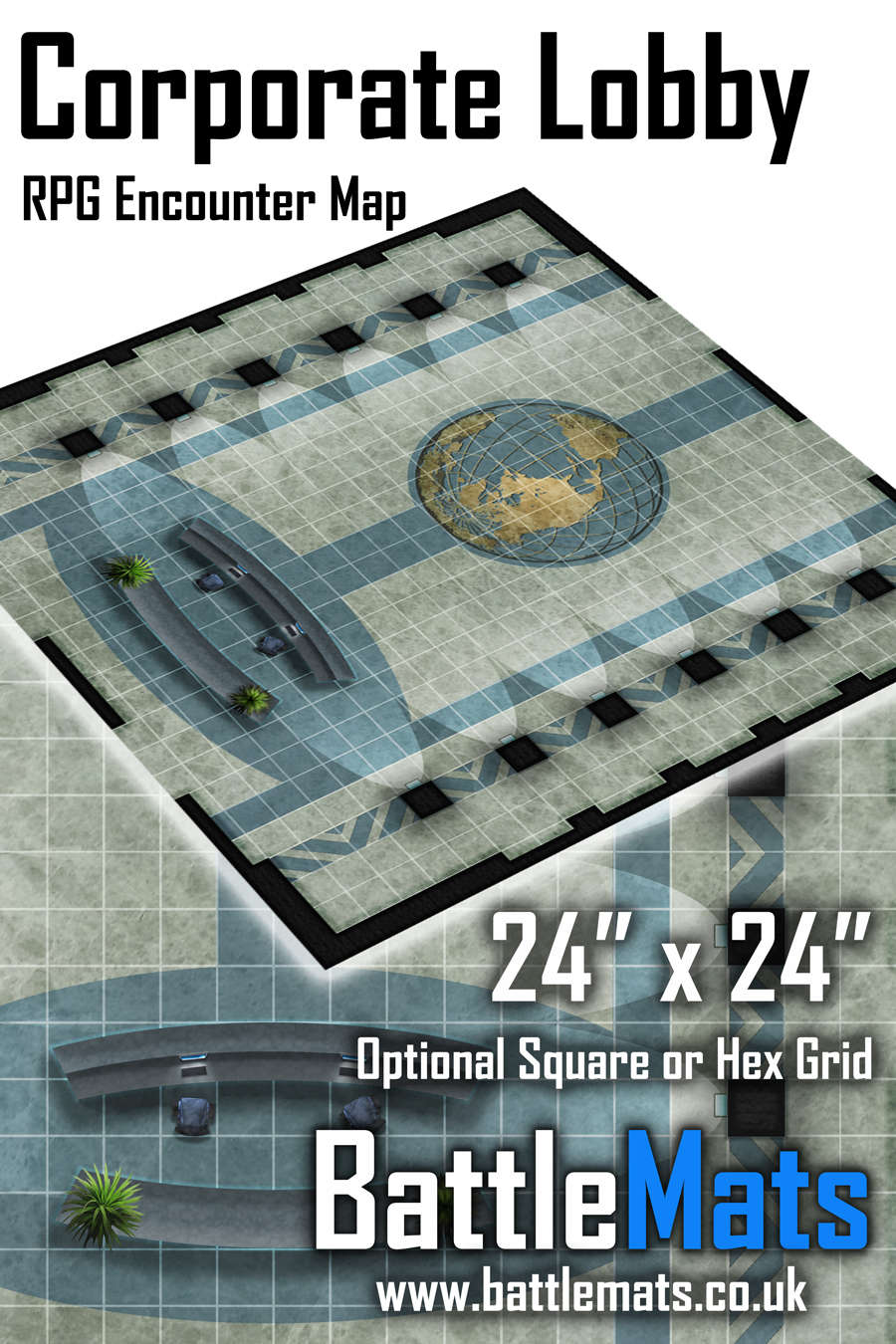 Corporate Lobby 24" x 24" RPG Encounter Map - Loke BattleMats | Sci-Fi ...