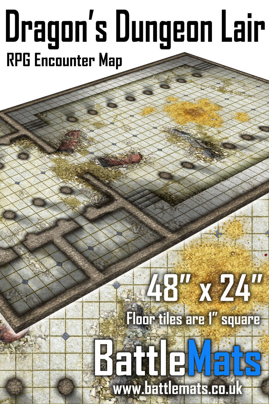 Dragon's Dungeon Lair 48" x 24" RPG Encounter Map - Loke BattleMats ...