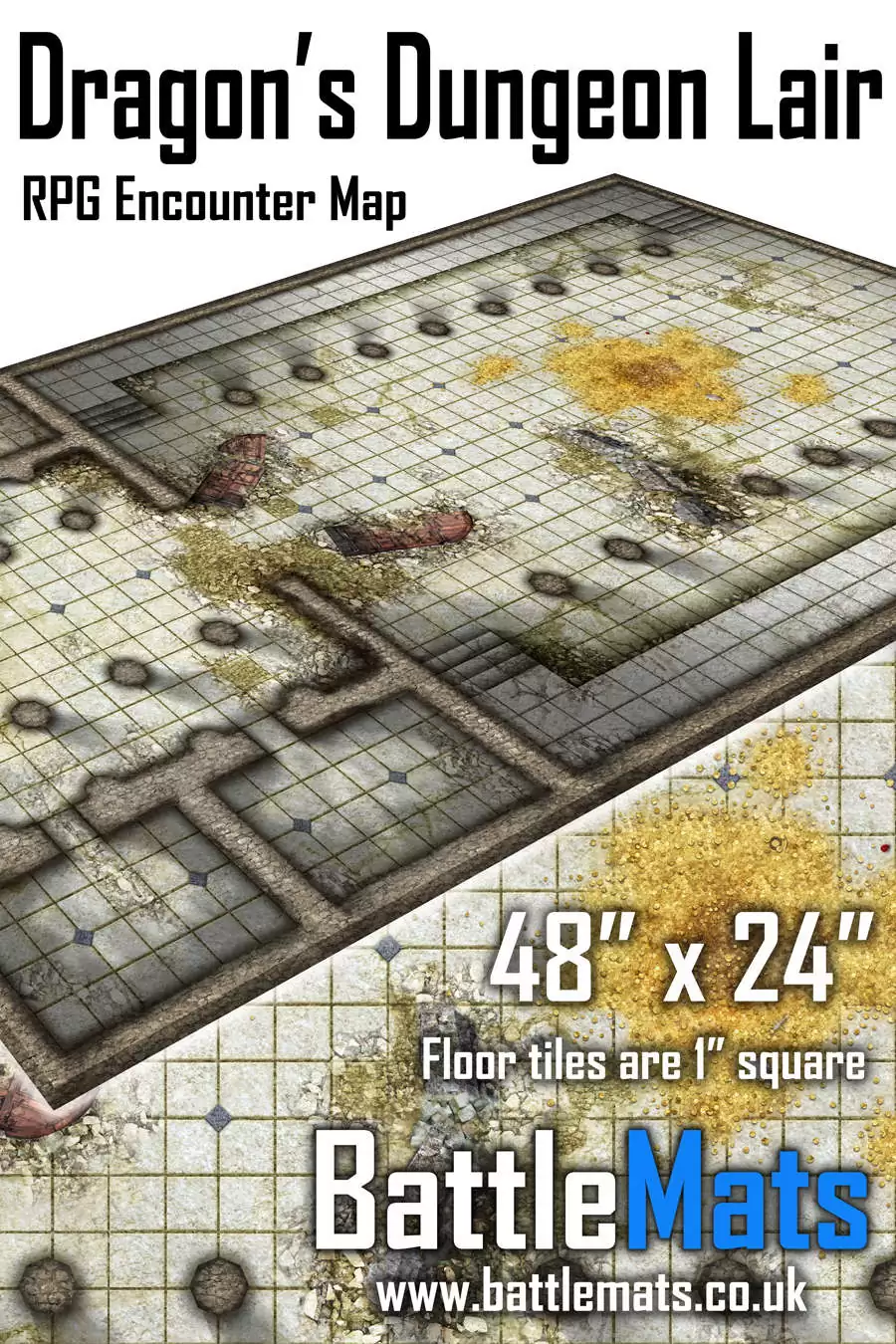 Dragon's Dungeon Lair 48" x 24" RPG Encounter Map - Loke BattleMats ...