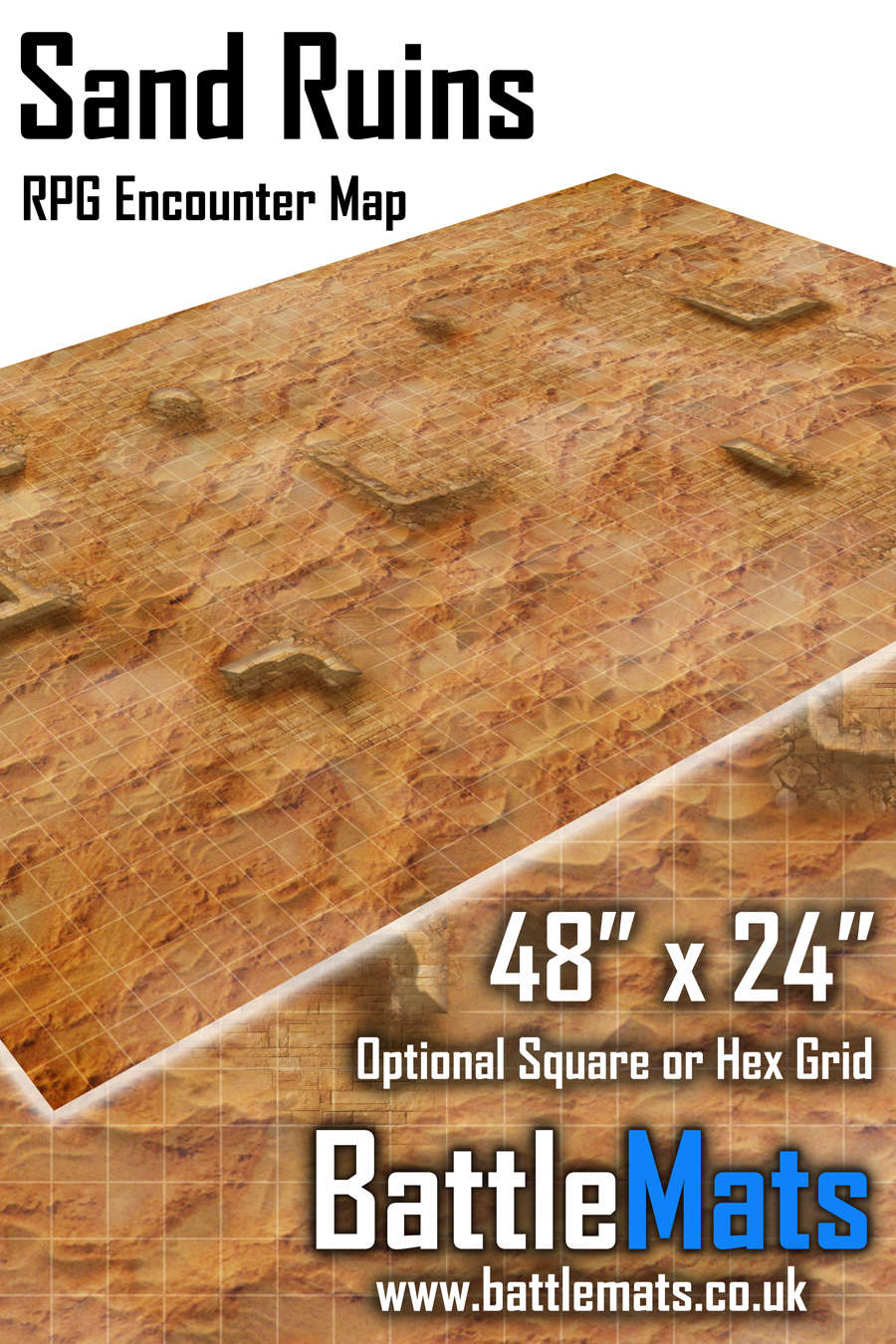 Sand Ruins 48" x 24" RPG Encounter Map - Loke BattleMats | Fantasy ...